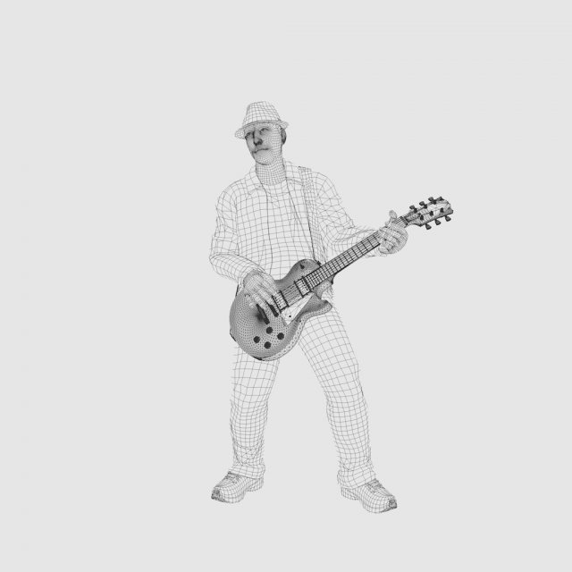 playing bass 3D Model in Man 3DExport