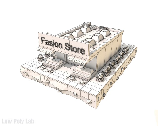low poly fashion store building 3D Model in Buildings 3DExport