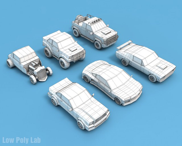 cartoon racing car pack low poly 3D Model in Racing 3DExport