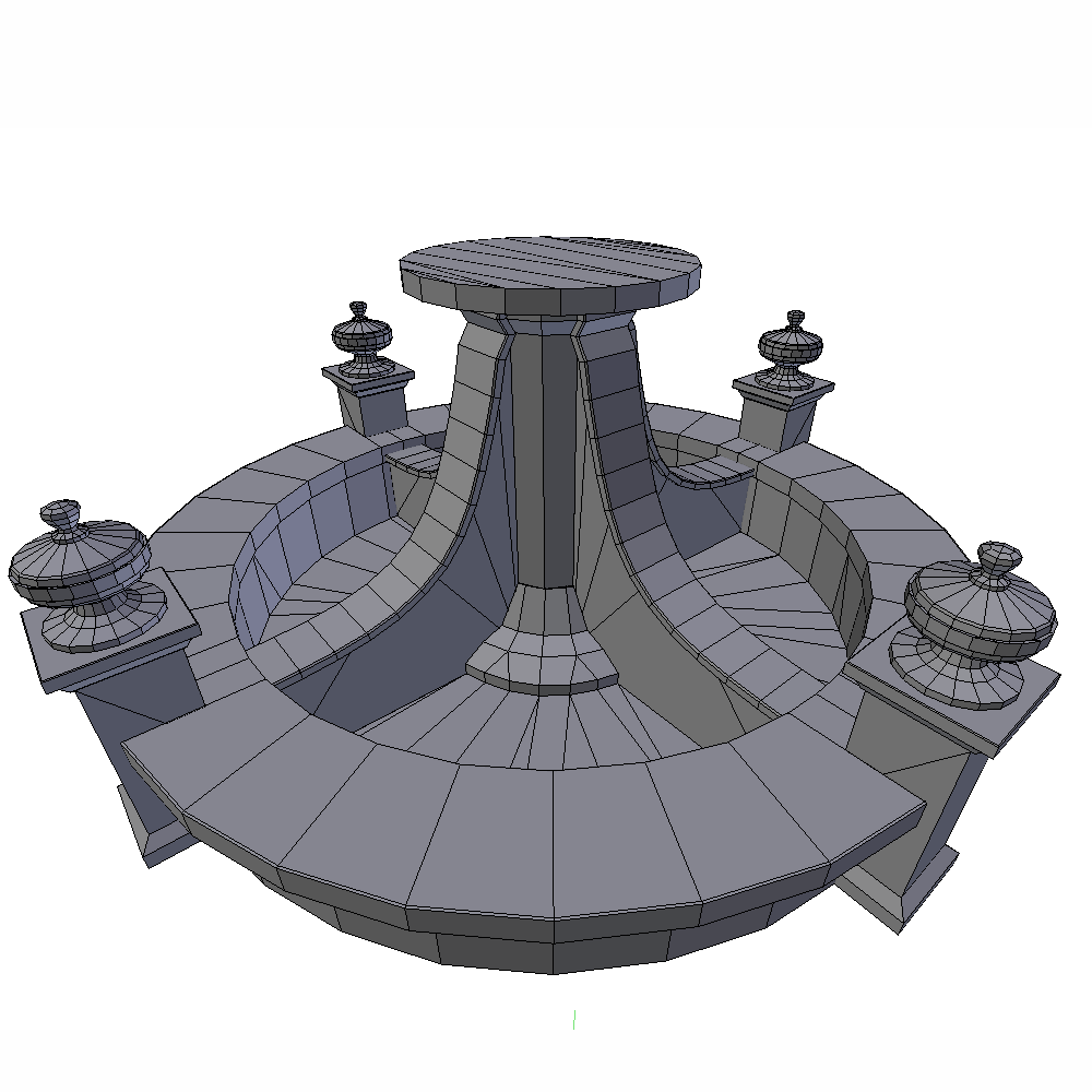 Fountain low poly 3D Model in Landmarks 3DExport