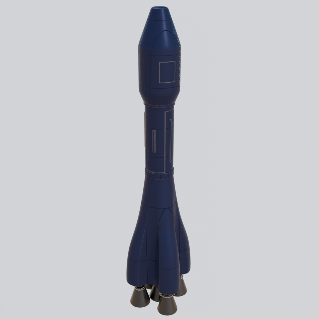 Space Rocket 3D Model in Real Spacecraft 3DExport