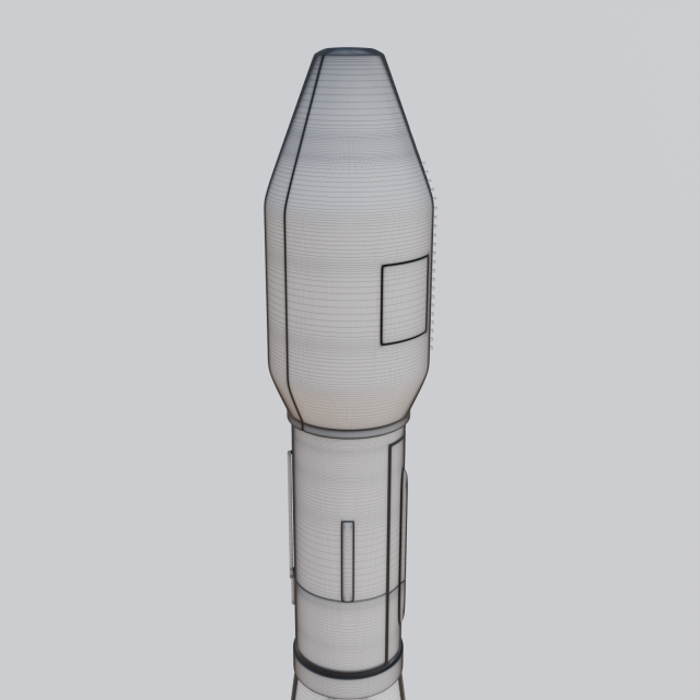 Space Rocket 3D Model in Real Spacecraft 3DExport