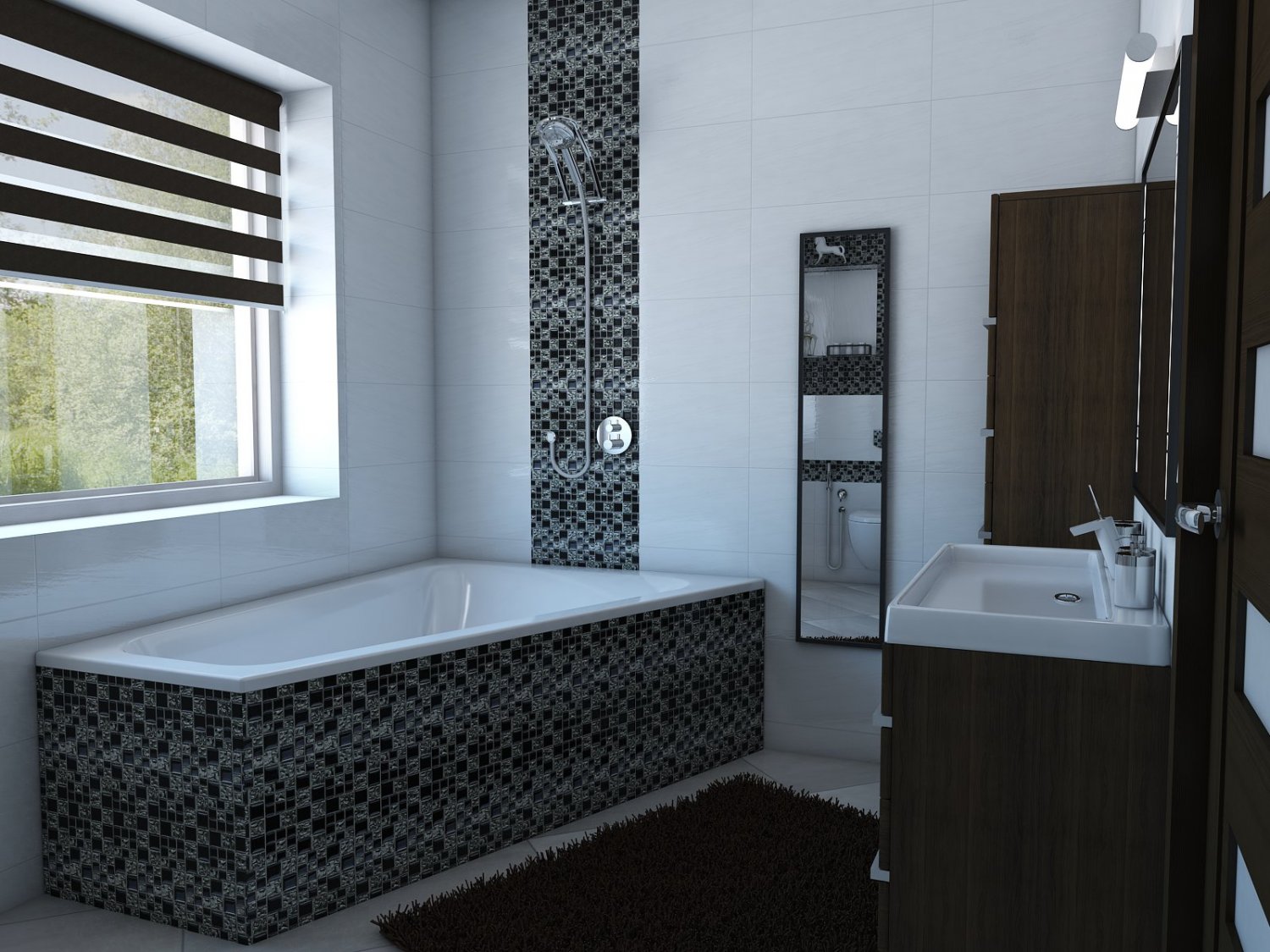 Bathroom with angular bath 3D Model in Bathroom 3DExport