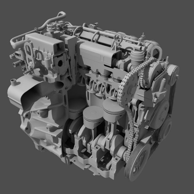 car 4 cylinder engine cutaway 3D Model in Parts 3DExport