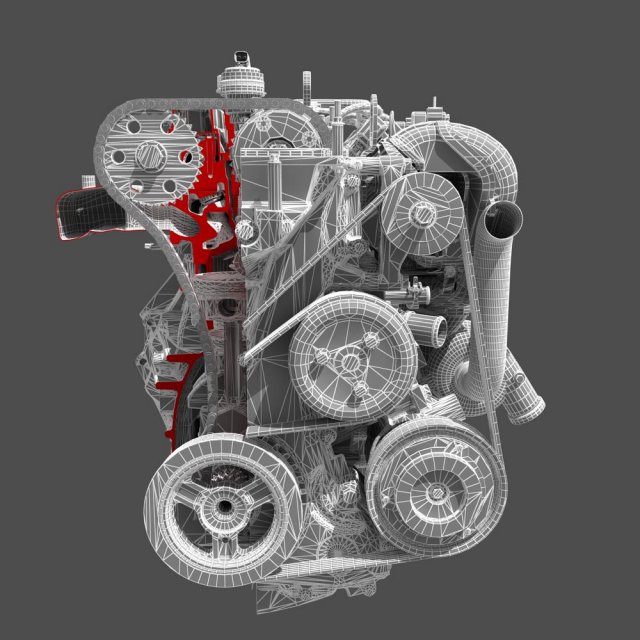 car 4 cylinder engine cutaway 3D Model in Parts 3DExport