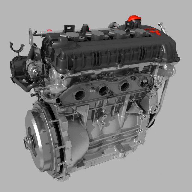 mitsubishi engine 3D Model in Parts of auto 3DExport