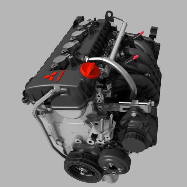 mitsubishi engine 3D Model in Parts of auto 3DExport