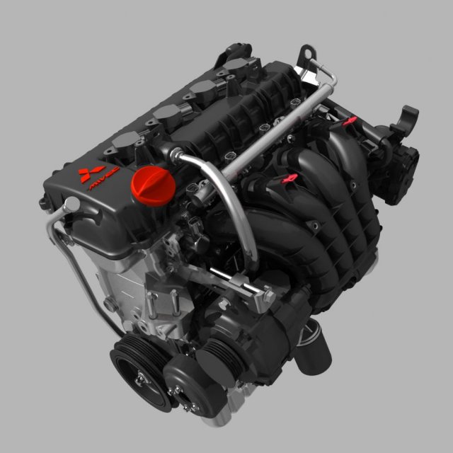 mitsubishi engine 3D Model in Parts of auto 3DExport