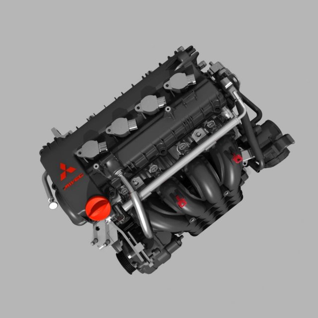 mitsubishi engine 3D Model in Parts of auto 3DExport