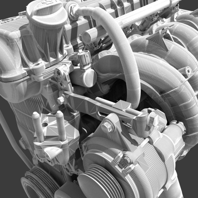 mitsubishi engine 3D Model in Parts of auto 3DExport