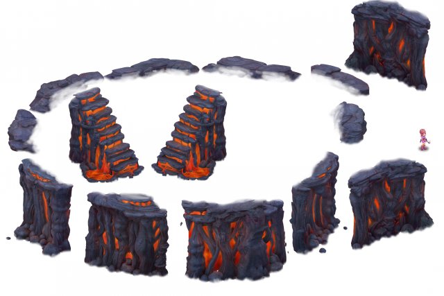 cartoon hell - false terrain - hell lava pit 3D Model in Dekorasyon ...
