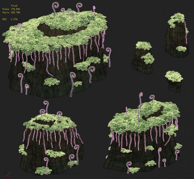 cartoon version - spore forest terrain 3D-Modell in Dekoration 3DExport
