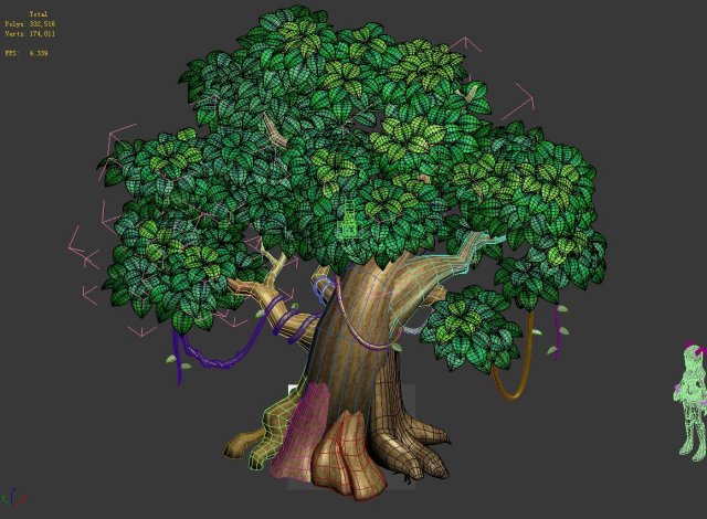 cartoon forest - big tree 01 3D Model in Bush 3DExport