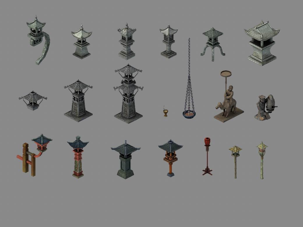 architectural - stone lamp - brazier lamp 3D Models in Buildings 3DExport