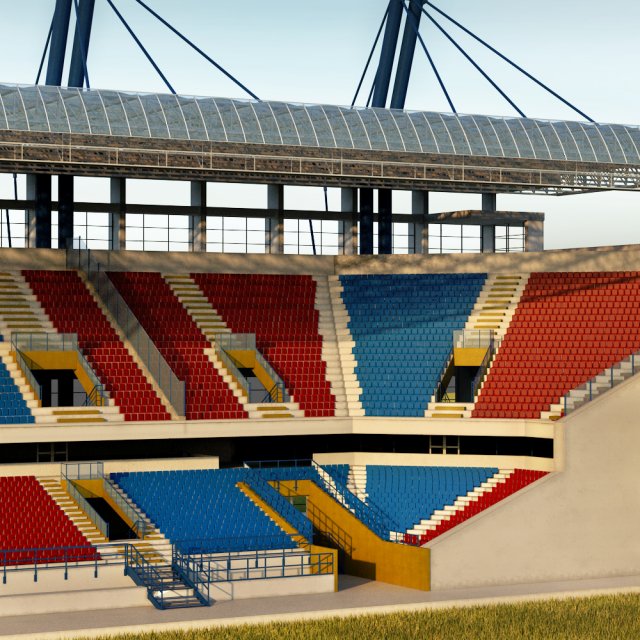 stadium seating tribune wide high detail 3D Model in Stadium 3DExport