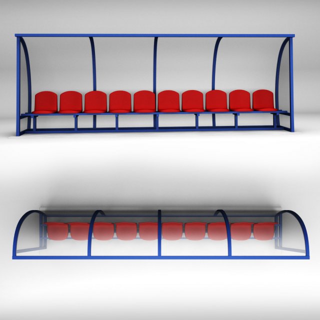 stadium seating reserve bench low 3D Model in Sports Equipment 3DExport