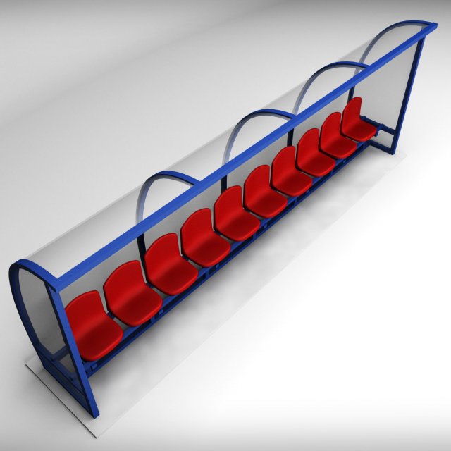 stadium seating reserve bench low 3D Model in Sports Equipment 3DExport