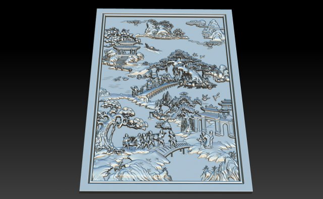 mural landscape wood carving file stl obj and ztl for cnc Modelo de ...