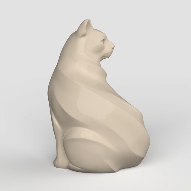 STL CNC Router file 3dprintable Sitting Cat 3D Print Model in Figurines ...