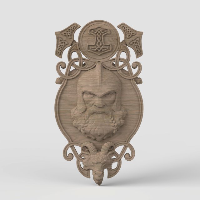 STL CNC Router file 3dprintable Thor with Goat and Hammers panel by ...