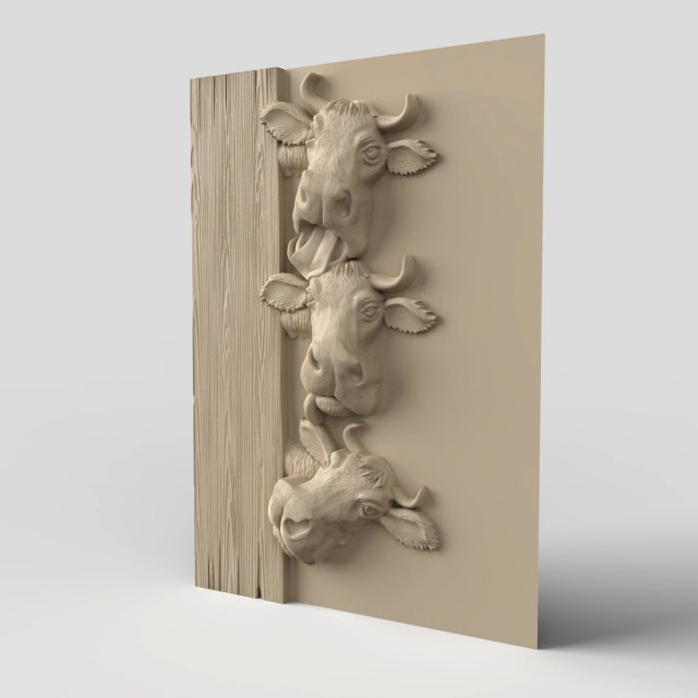 STL CNC Router file 3dprintable Cows Panel Modelo de impresión 3D in ...