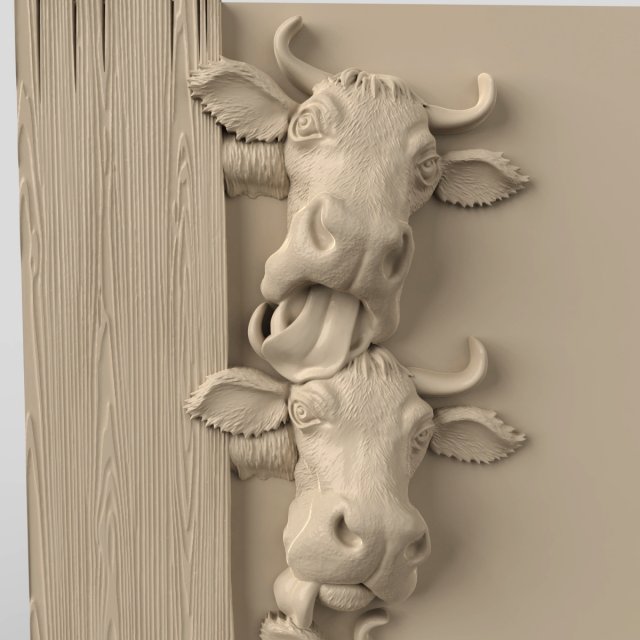 STL CNC Router file 3dprintable Cows Panel 3D Print Model in Decor 3DExport
