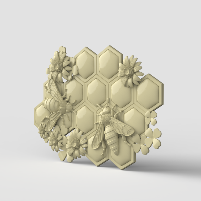STL CNC Router file 3dprintable Bee Panel 3D Print Model in Decor 3DExport