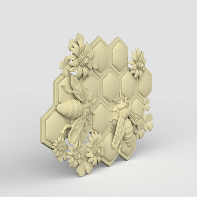 STL CNC Router file 3dprintable Bee Panel 3D Print Model in Decor 3DExport