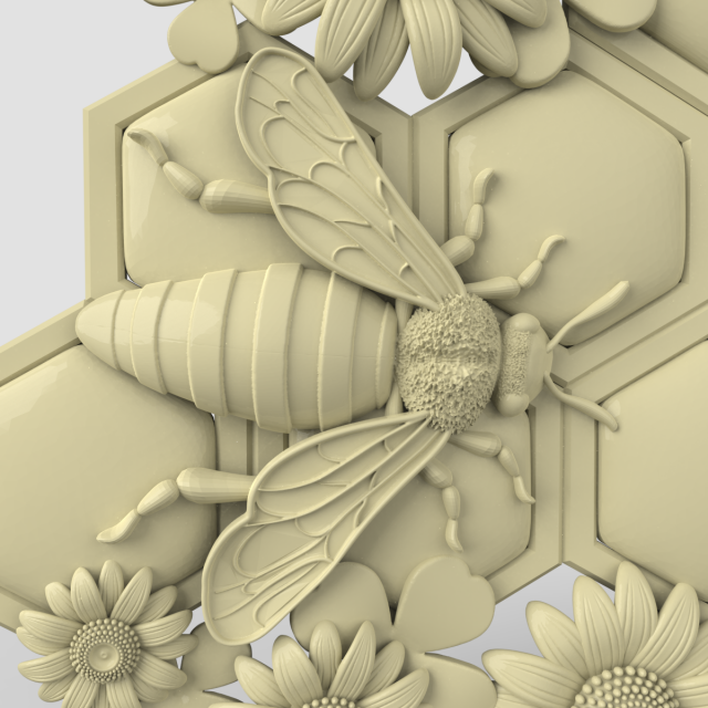 STL CNC Router file 3dprintable Bee Panel 3D Print Model in Decor 3DExport