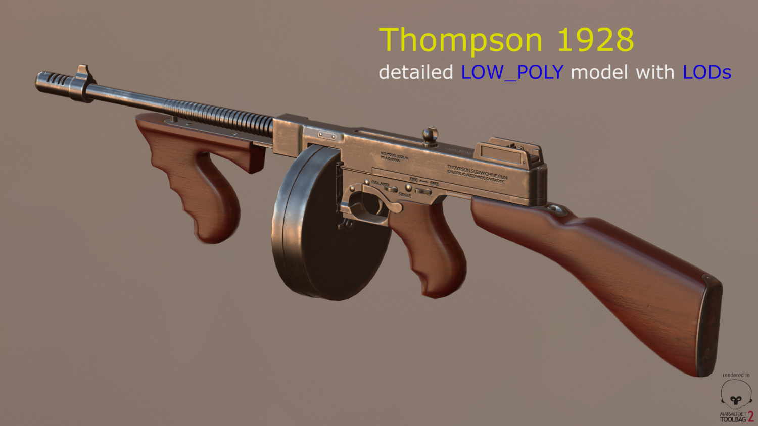 Thompson 1928 3D Model in Submachine Guns 3DExport