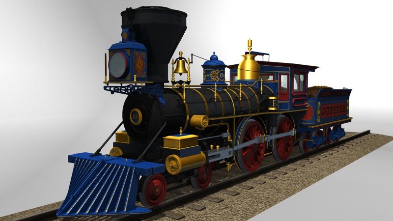 Central Pacific No60 Jupiter 3D Model in Train 3DExport