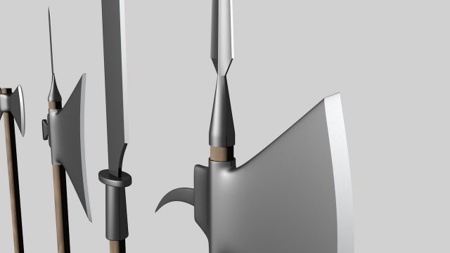 halberds and axes 3D Model in Melee 3DExport