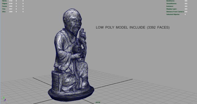 3d hd model of realistic old chinese figure statue 3D Model in ...