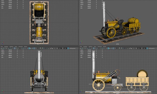 rocket steam locomotive 3D Model in Train 3DExport