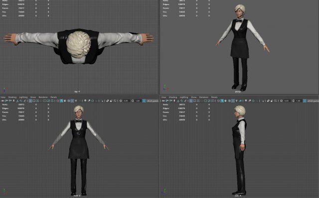 Waiter 3D Model in Woman 3DExport