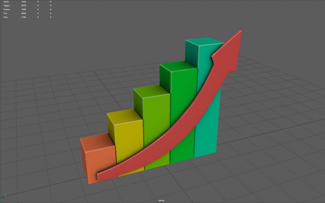 Growing bar chart with arrow 3D Model in Other 3DExport