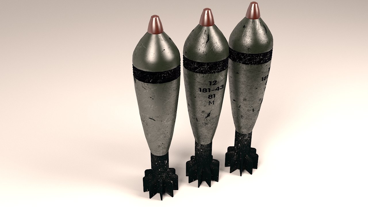 82 mm mortar shell 3D Model in Projectiles 3DExport