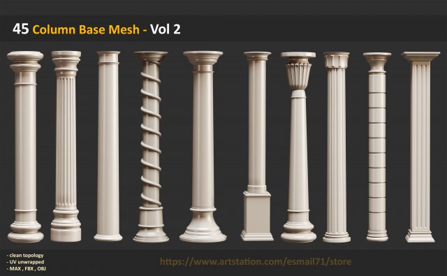 45 Column Base Mesh - Vol 2 3D Model in Buildings 3DExport