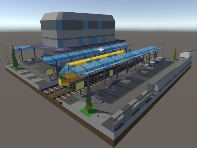Railway Station 3D Model in Buildings 3DExport