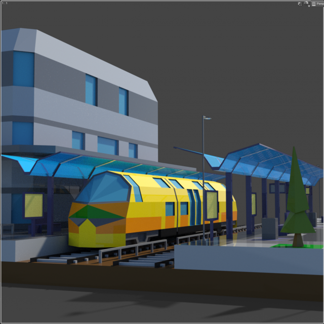 Railway Station 3D Model in Buildings 3DExport