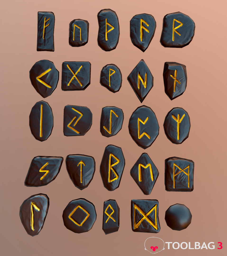 Runes Full Futhark 3D Models in Jewellery 3DExport