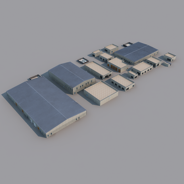 factory building 3D Model in Buildings 3DExport