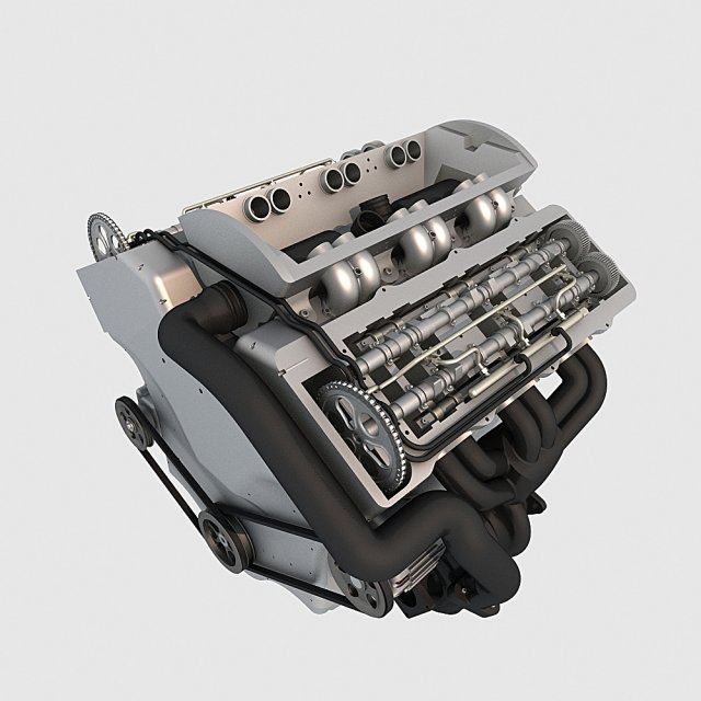 v6 engine 3D Model in Parts of auto 3DExport