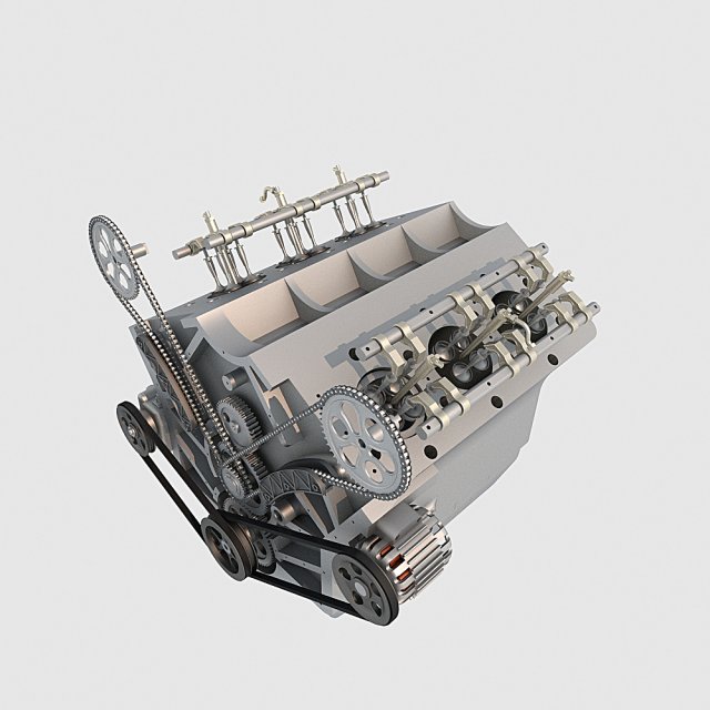 v6 engine 3D Model in Parts of auto 3DExport