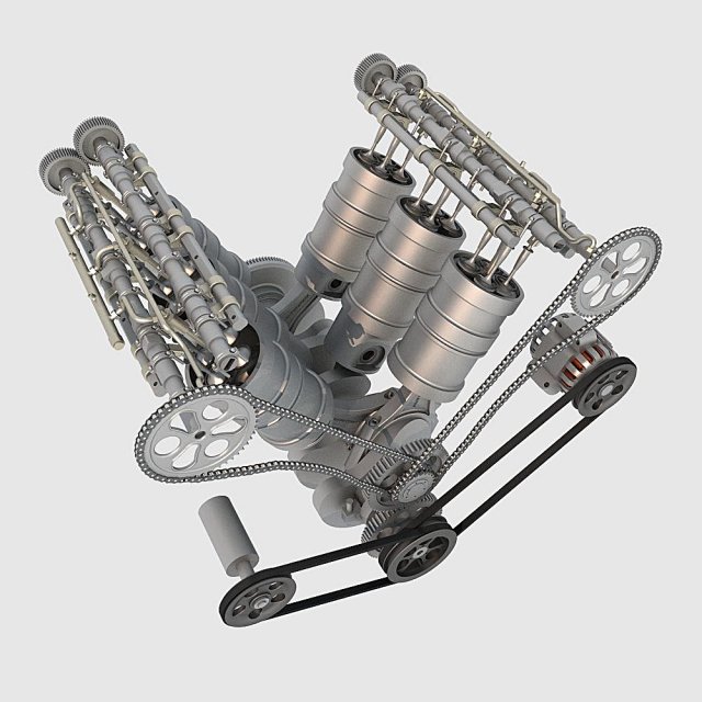 v6 engine 3D Model in Parts of auto 3DExport