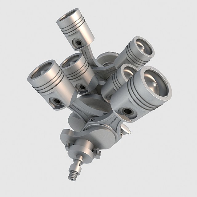 v6 engine 3D Model in Parts of auto 3DExport