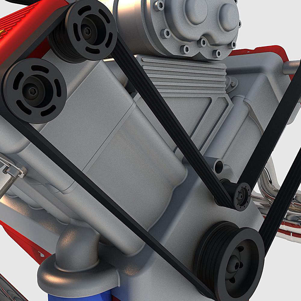 V8 Chevrolet Engine 3D Model in Parts of auto 3DExport