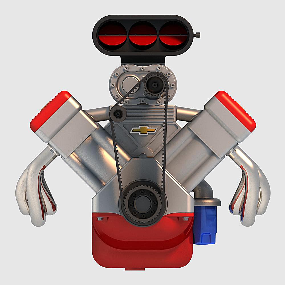 V8 Chevrolet Engine 3D Model in Parts of auto 3DExport