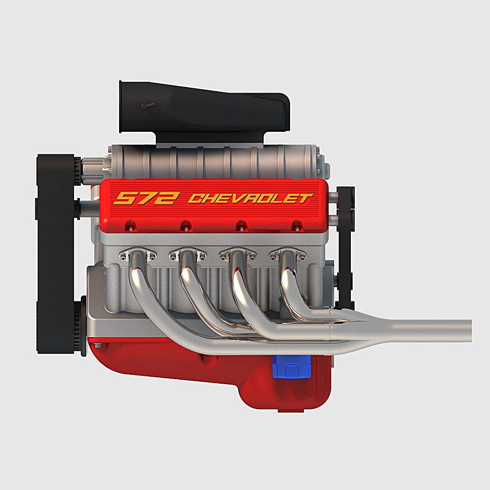 V8 Chevrolet Engine 3D Model in Parts of auto 3DExport