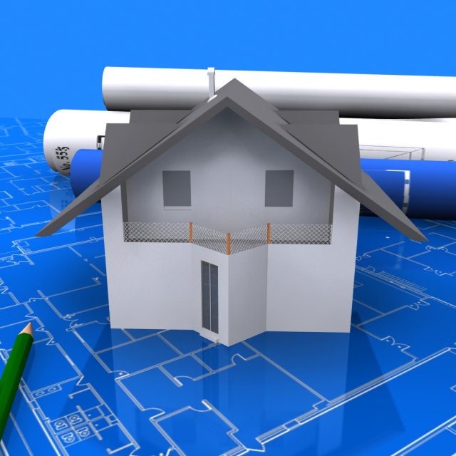 architectural blueprint house 3D Model in Buildings 3DExport